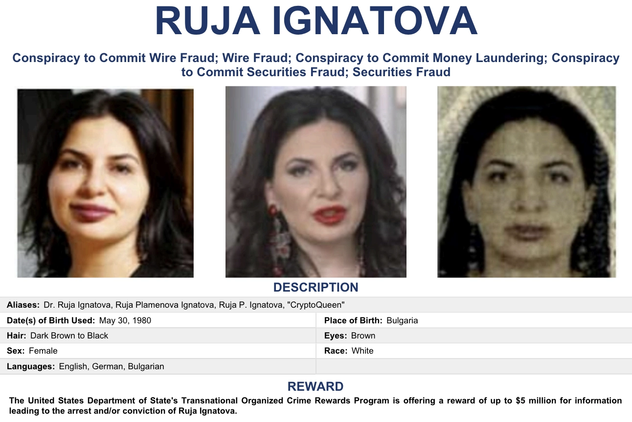 Mỹ treo thưởng 5 triệu USD để truy tìm "bà hoàng OneCoin" Ruja Ignatova